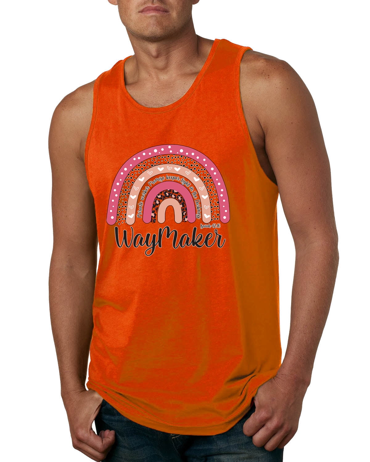Waymaker Rainbow Inspirational/Christian Mens Graphic Tank Top, Orange ...