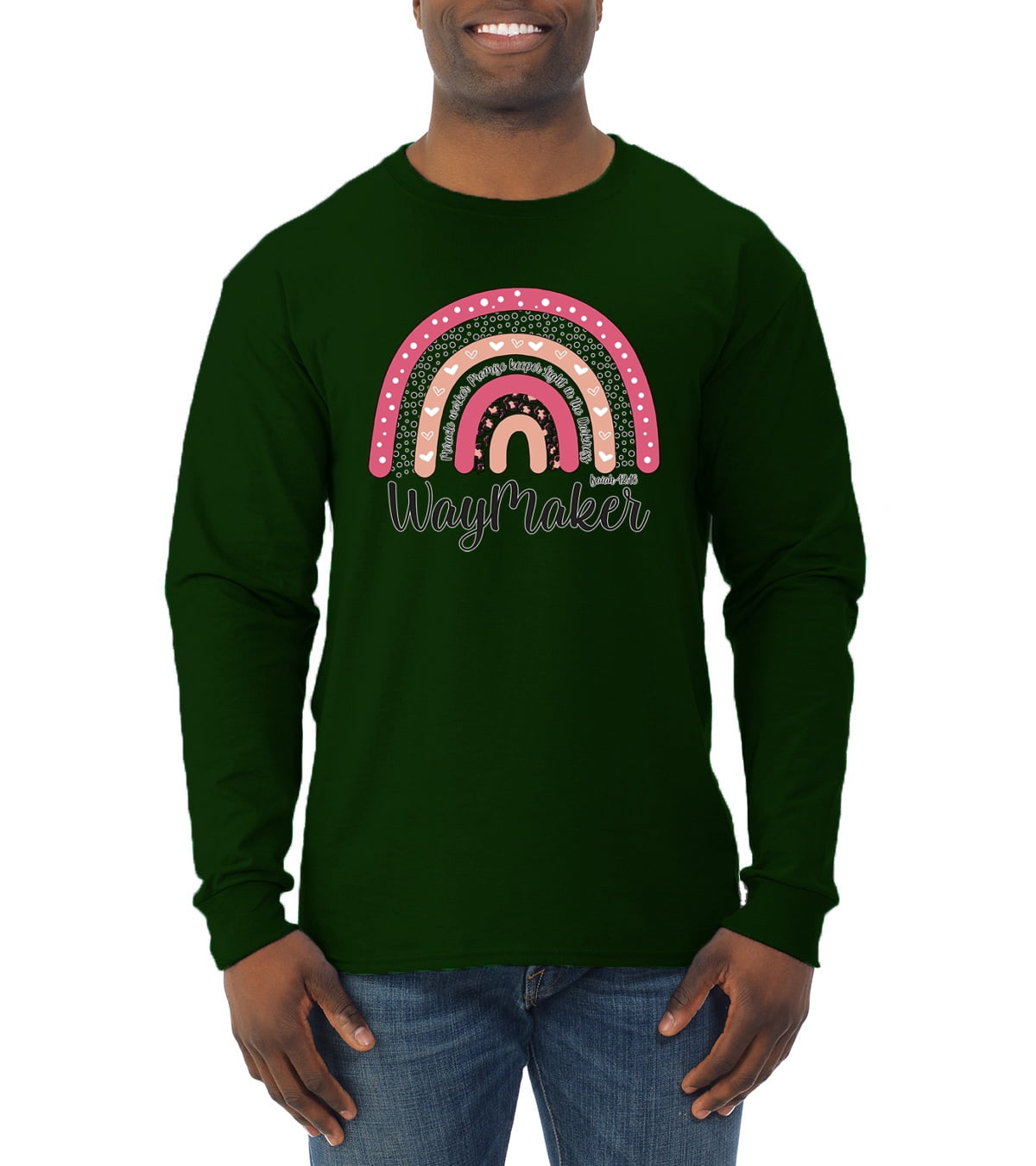 Waymaker Rainbow Inspirational/Christian Mens Long Sleeve Shirt, Forest ...