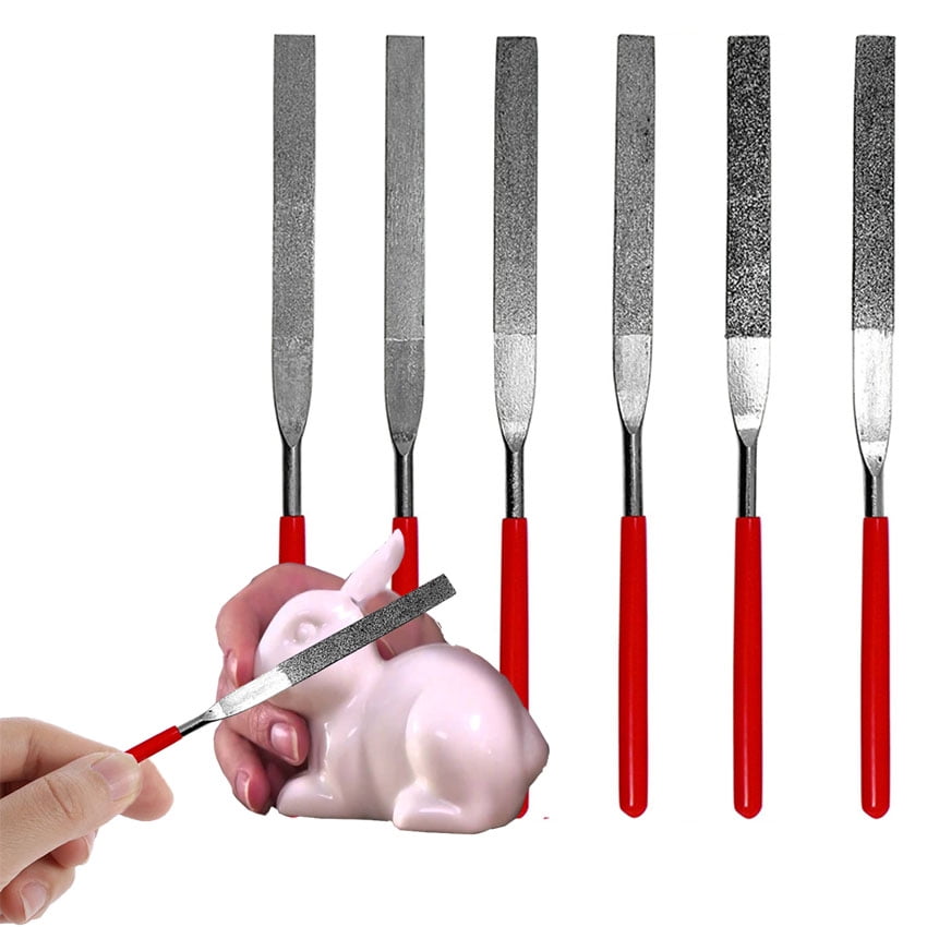 Waymil 7 Inch Diamond Coated Flat File Set Steel Files Assorted Grits ...