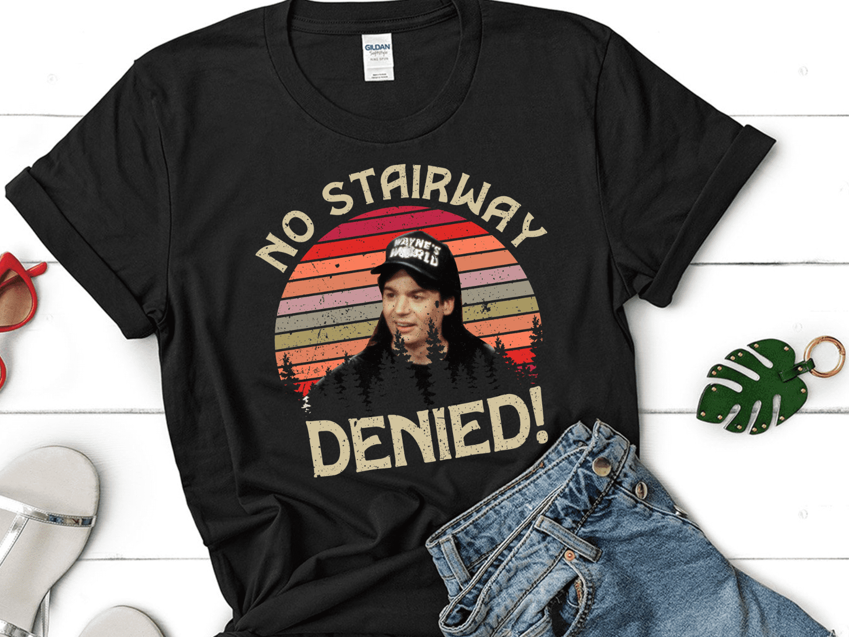 Wayne's World Tee, Wayne Campbell No Stairway? Denied! Vintage T-Shirt ...