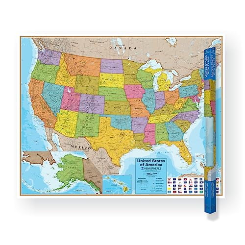 Waypoint Geographic Blue Ocean Series USA Wall Map, Laminated World Map ...