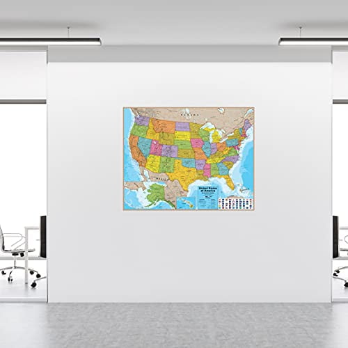 Waypoint Geographic Blue Ocean Series World and USA Wall Map Combo ...