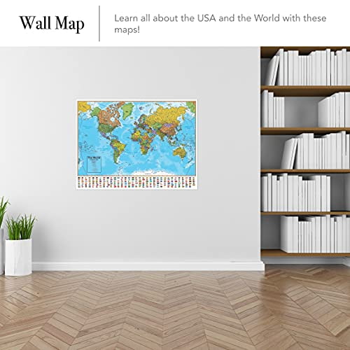 Waypoint Geographic Blue Ocean Series World and USA Wall Map Combo ...