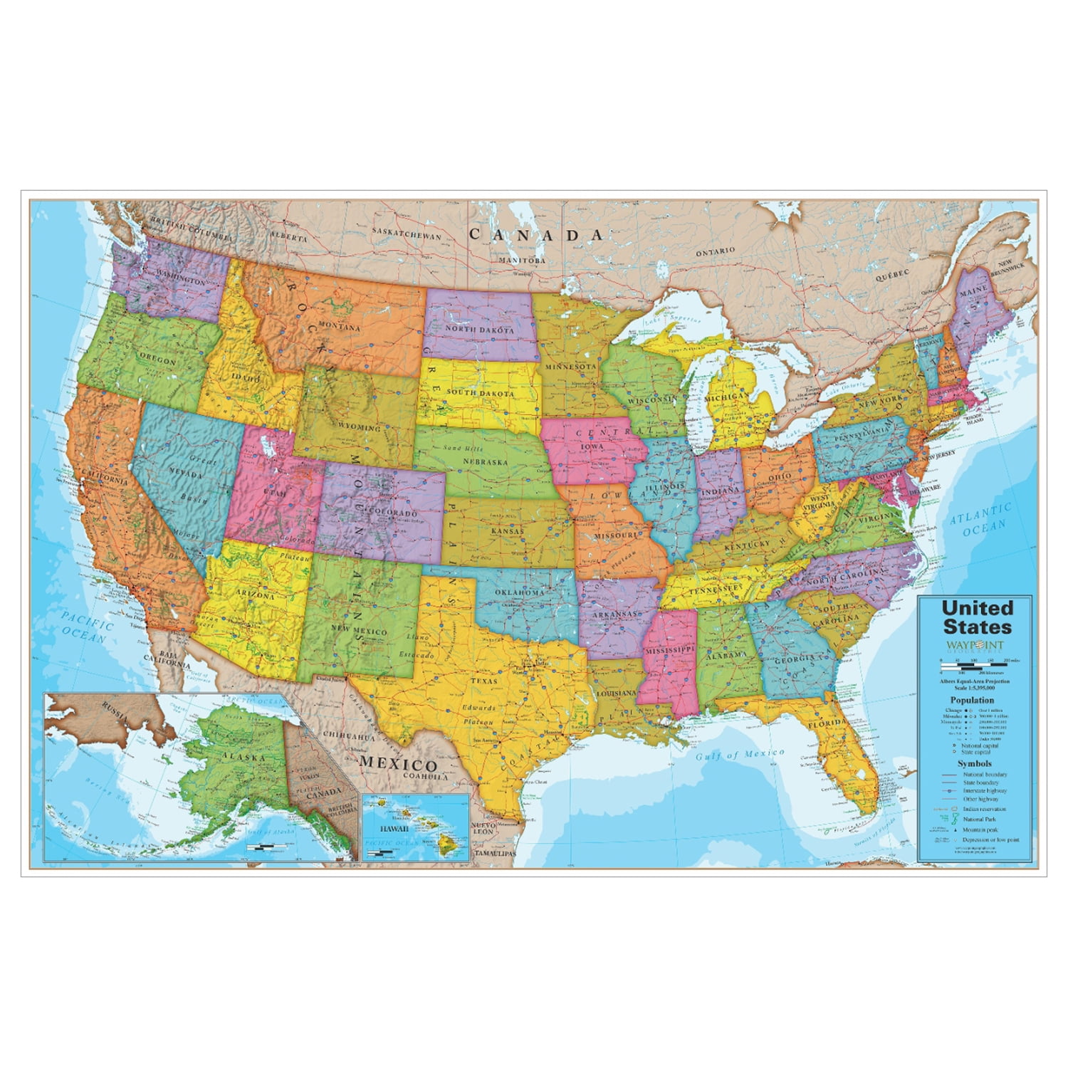 Waypoint Geographic Blue Ocean USA Wall Map (24" x 36") - Walmart.com