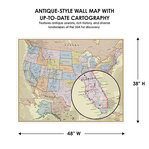 Waypoint Geographic Boardroom Series USA Wall Map, Antique-Style ...