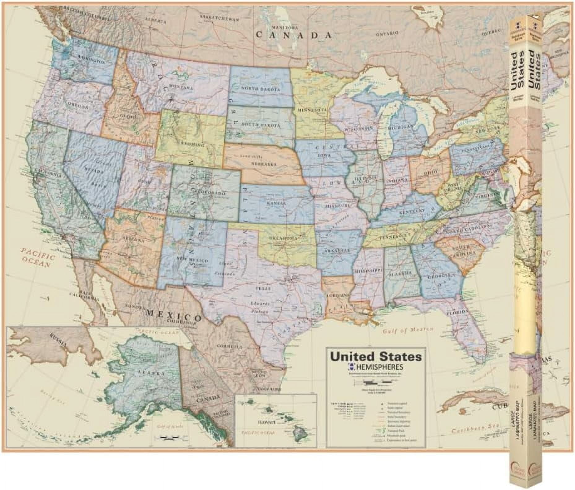 Waypoint Geographic Boardroom Series USA Wall Map, Antique-Style ...