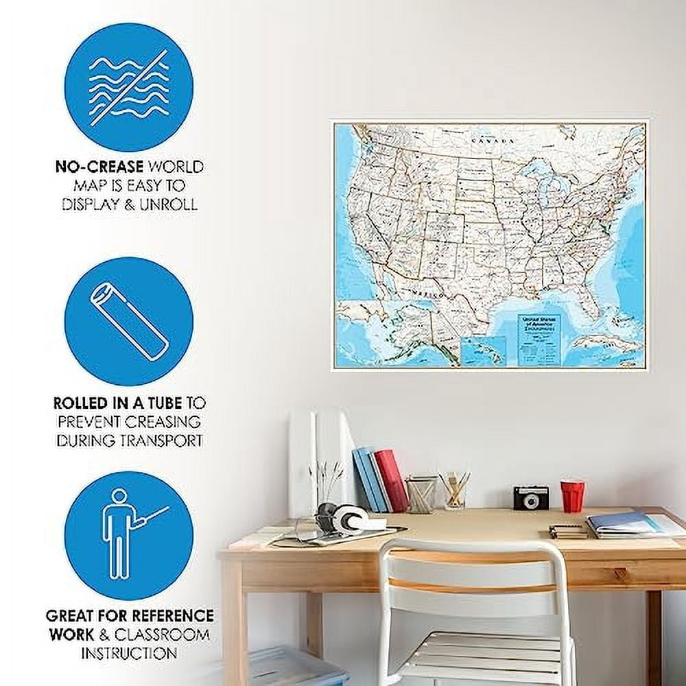Waypoint Geographic Contemporary Series USA Wall Map, Laminated World ...