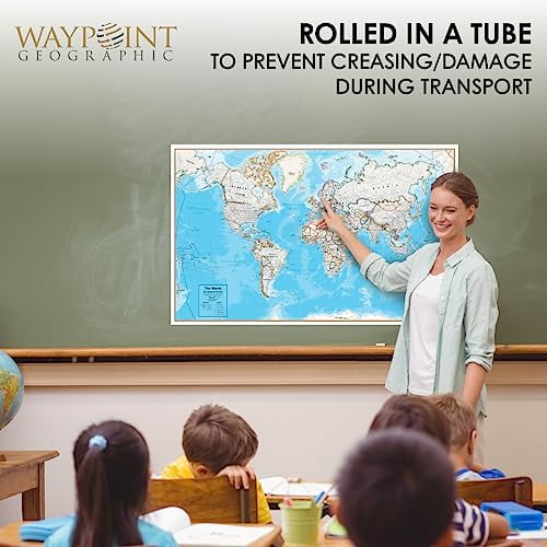 Waypoint Geographic Contemporary Series World Wall Map, Laminated World ...