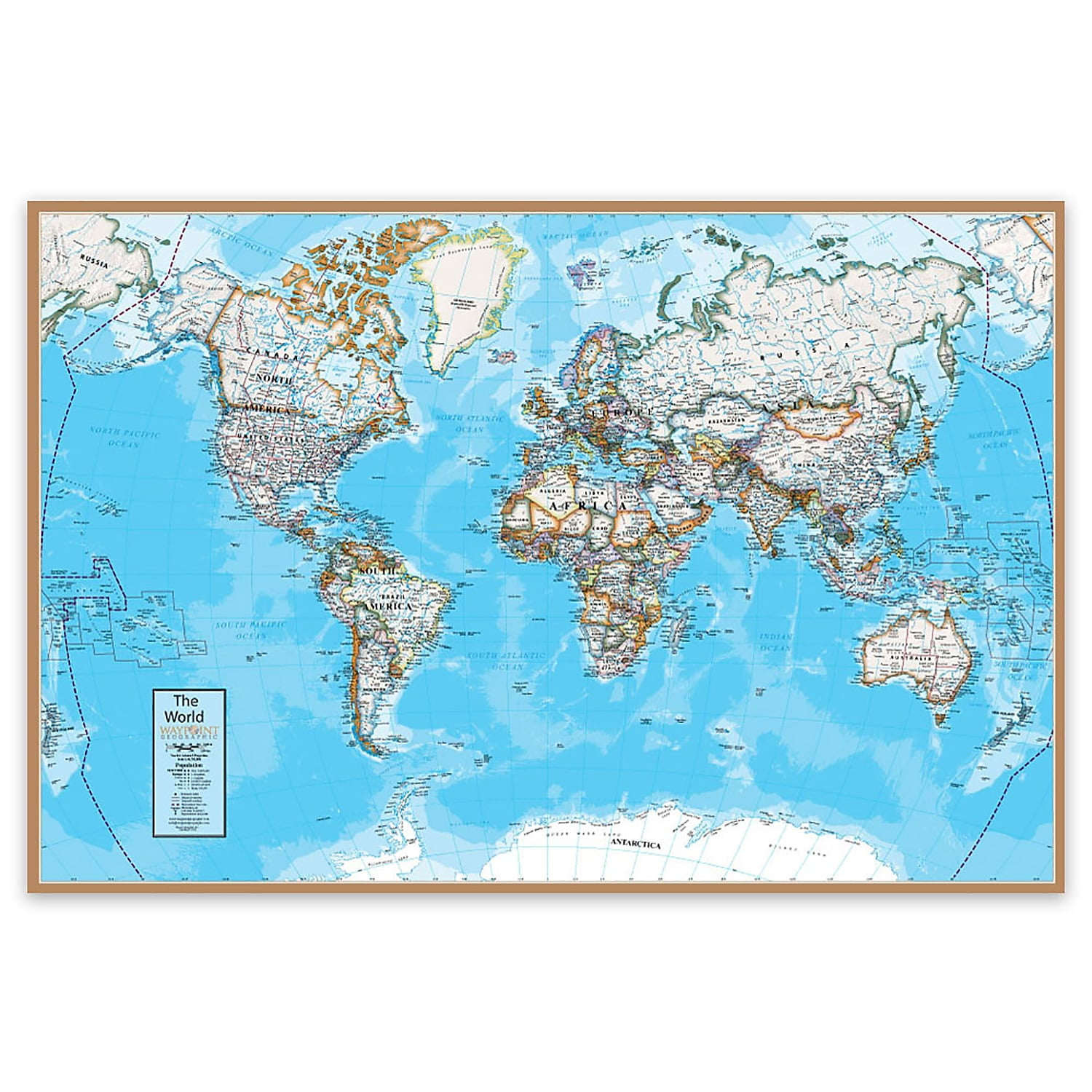 Waypoint Geographic Contemporary World Wall Map, 24 x 36, Laminated ...