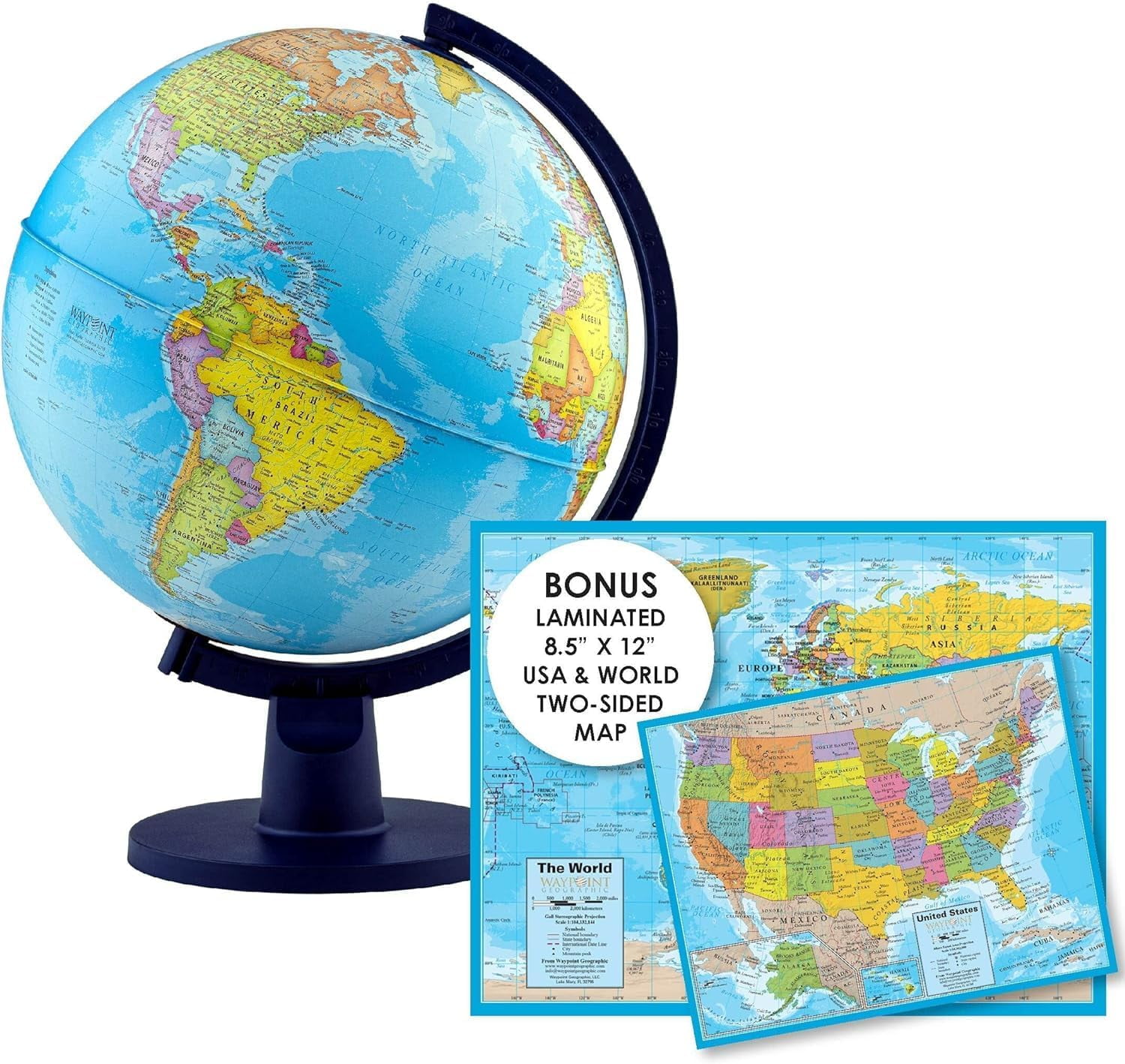 Waypoint Geographic Scout+ With Map, World Globe for Kids, Decorative ...