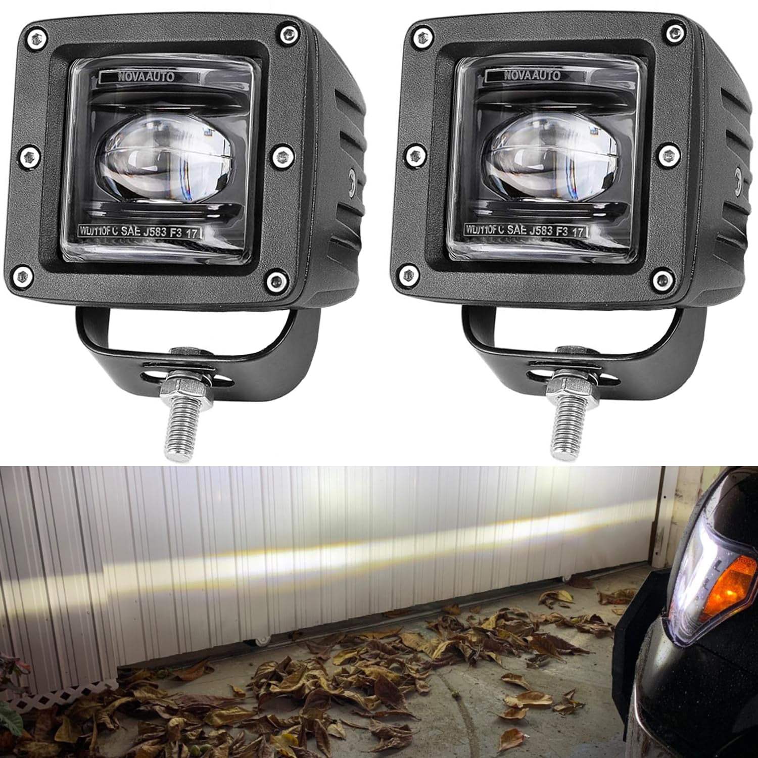 Wayup SAE Fog Lights, KEF16 3 Inch LED Pod Lights DOT Approved Street ...