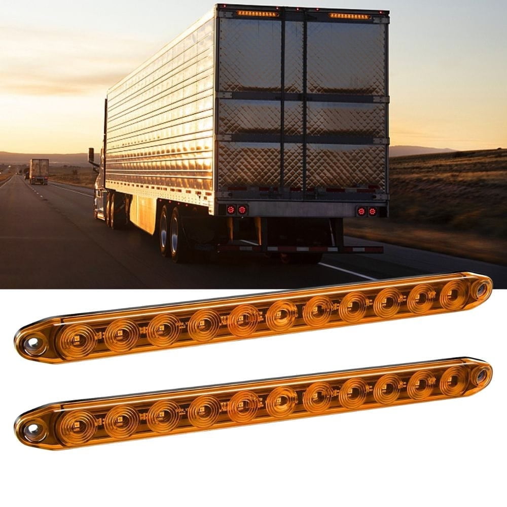 Waywe 16Inch Trailer Light Bar 2PCS 11 LED Amber Left Right Turn ...