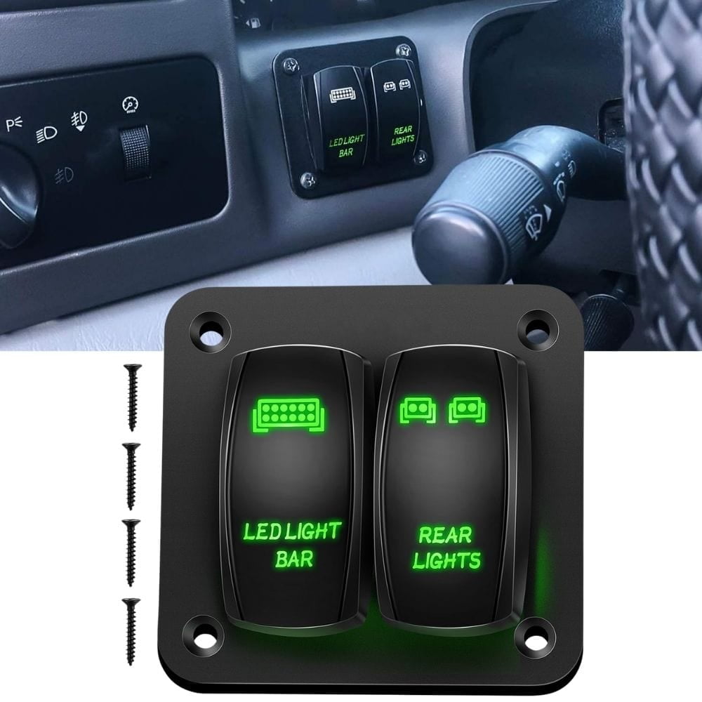 Waywe 2 Gang Rocker Switch Panel LED Light Bar Switch Rear Lights ...