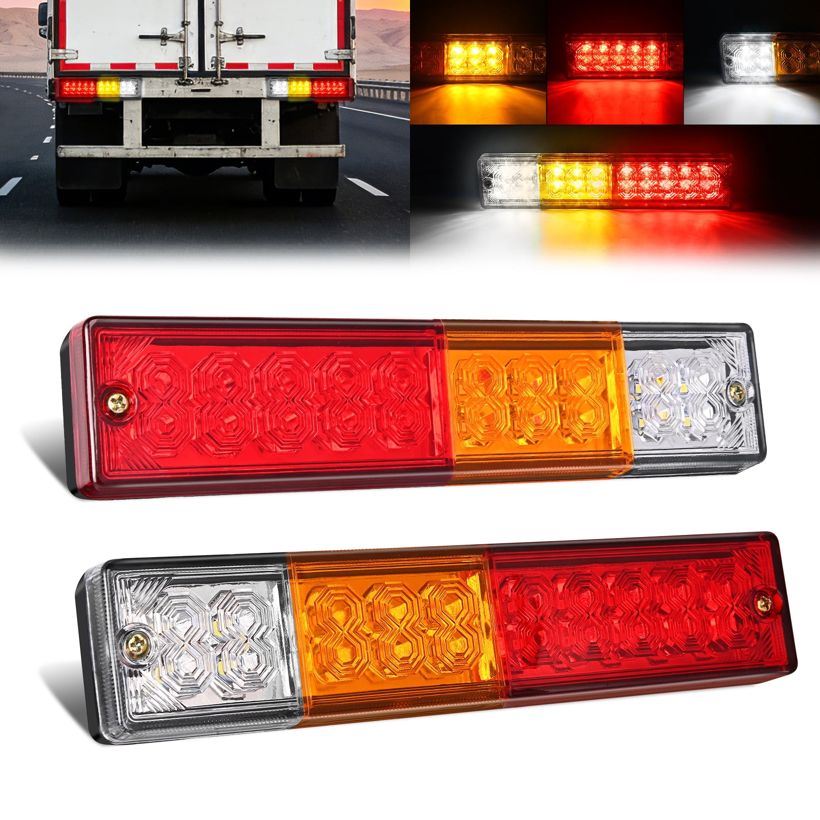 Waywe 20 LED Trailer Light Kit 2PCS Running Stop Brake Turn Signals ...