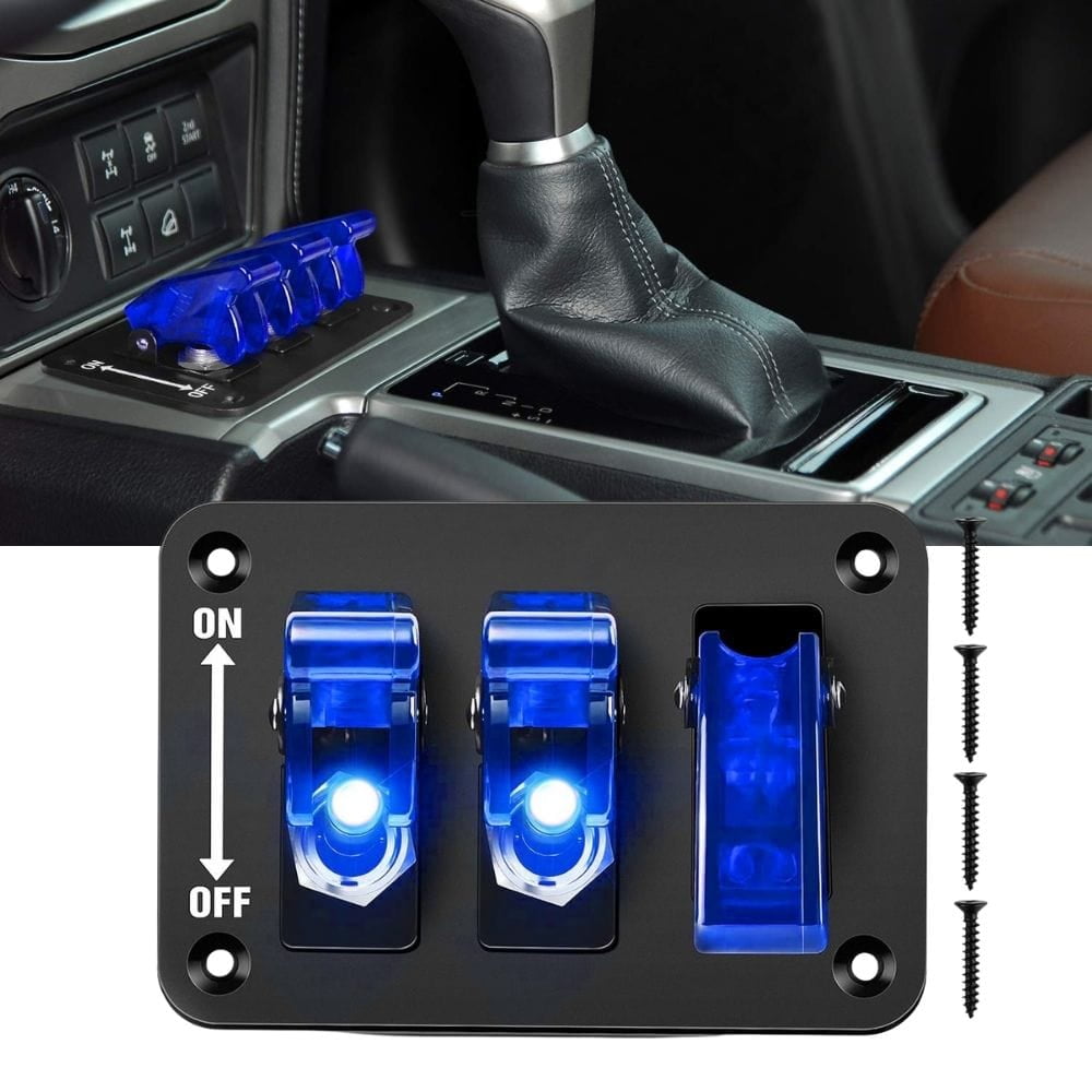 Waywe 3 Gang Toggle Switch 12V Rocker Switch Panel with Led Light and ...