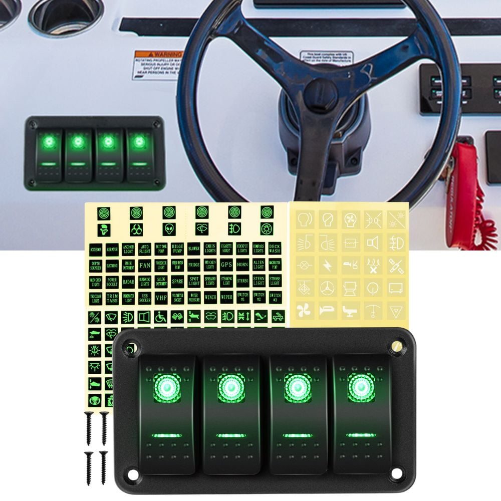 Waywe 4 Gang Rocker Switch Panel 5Pin On Off Toggle Switch Aluminum ...