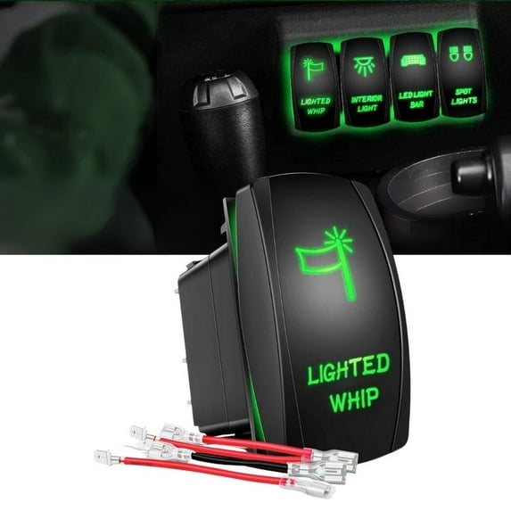 Waywe Lighted Whip Rocker Switch Led Light Bar 5Pin Laser On Off SPST ...