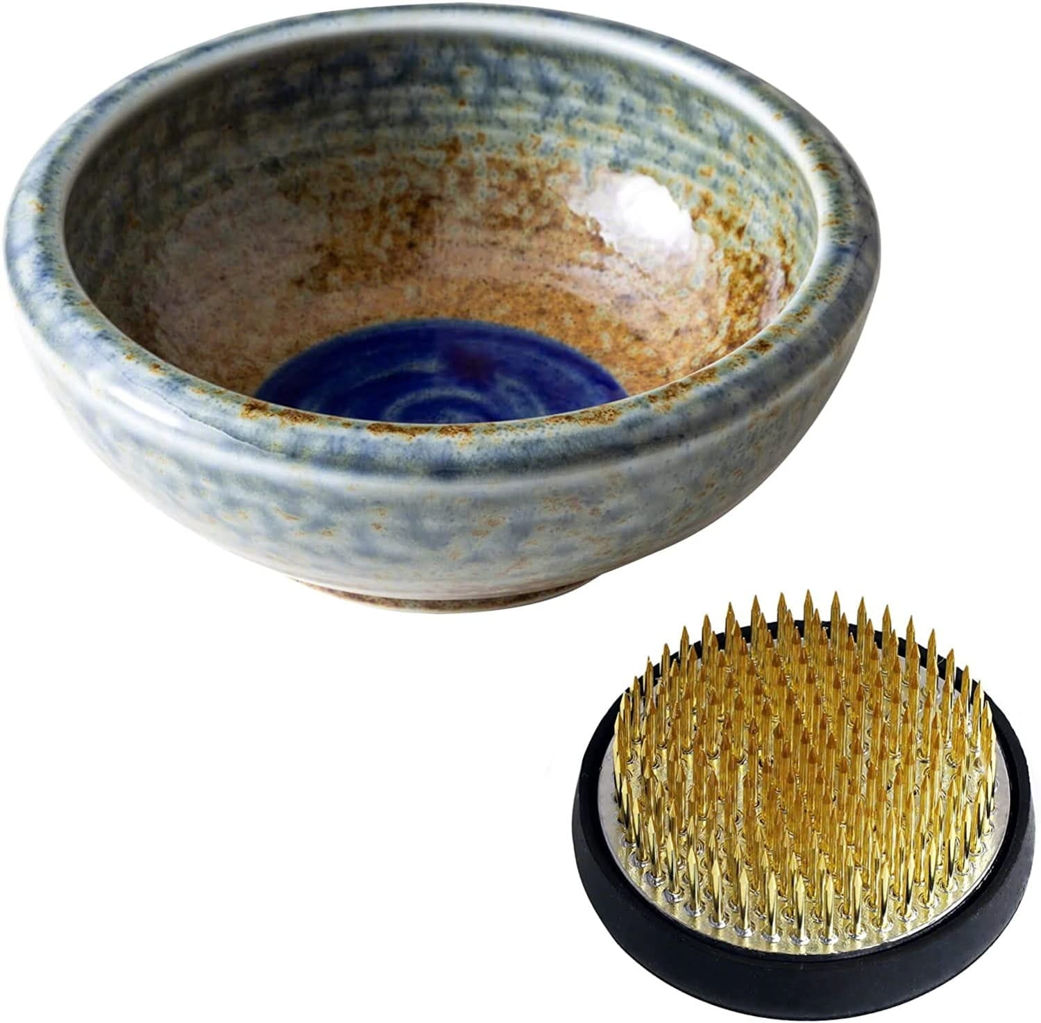 Wazakura Minoyaki Japanese Ikebana Essential Tool Kit with Brown & Blue ...