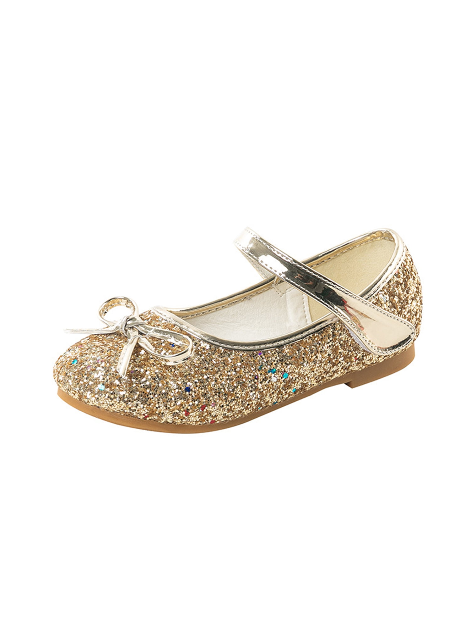 Wazshop Children Mary Jane Glitter Flats Round Toe Dress Shoes Comfort ...