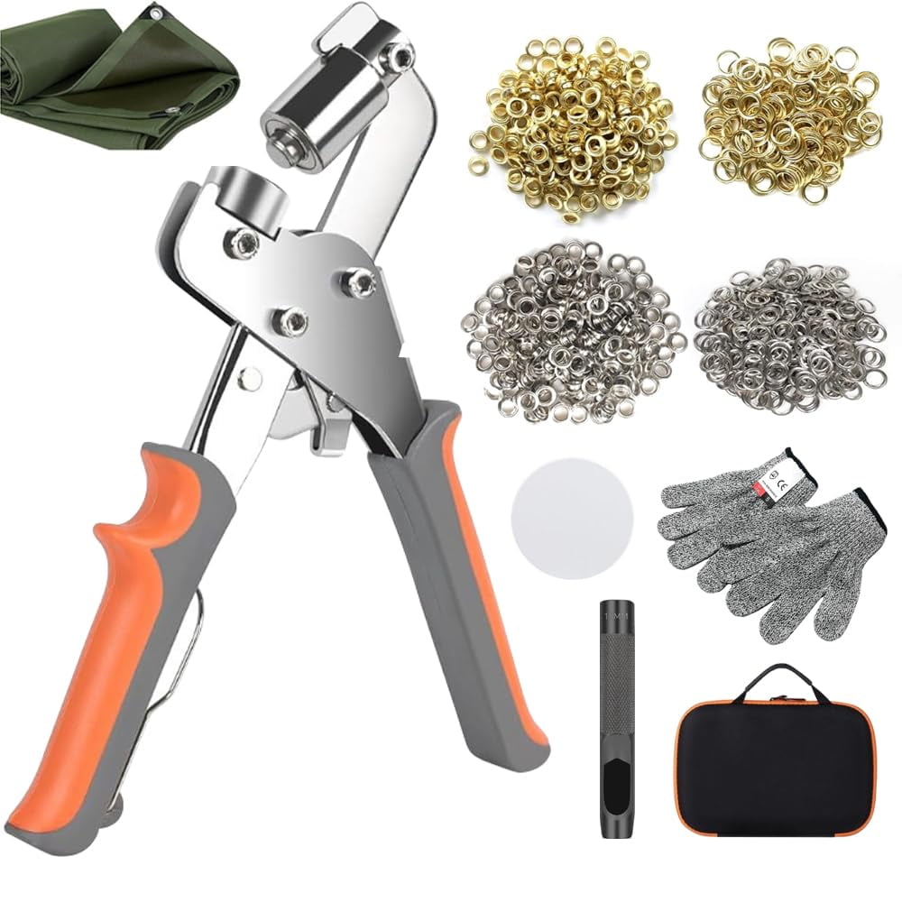 Wazusogok Heavy Duty Grommet Tool Kit, 800PCS 3/8 inch 10mm Eyelets and ...