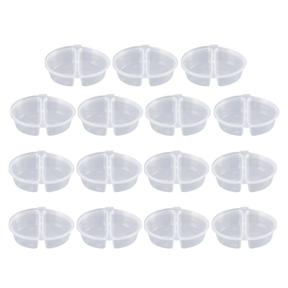 Wbxfbo Two-Grid Round Conjoined-175ml15pcs Disposable Plastic Sauce Box ...