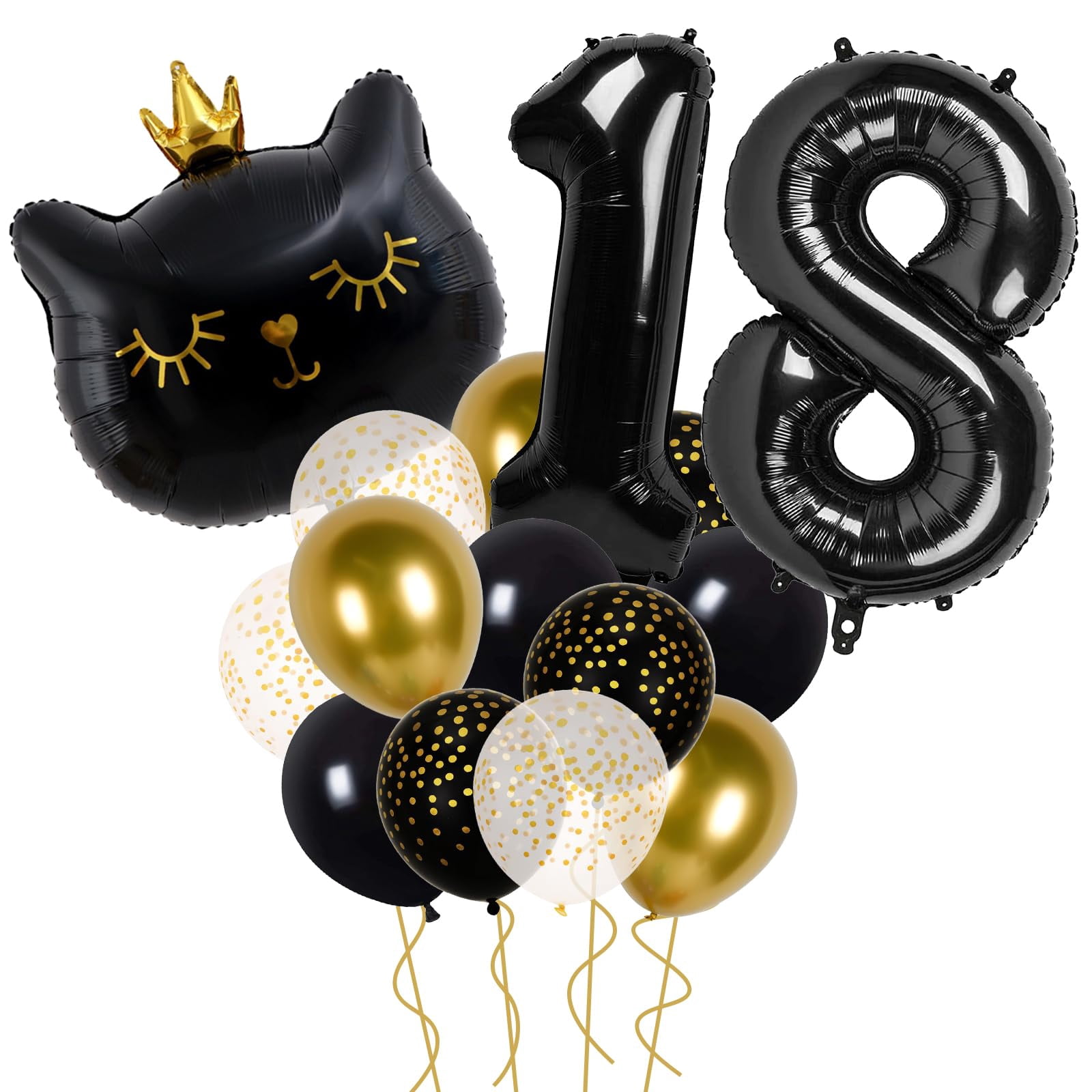 Wclliuchi Black 18 PriNst Balloon Numbers 40inch, Cat Balloons, 18th ...