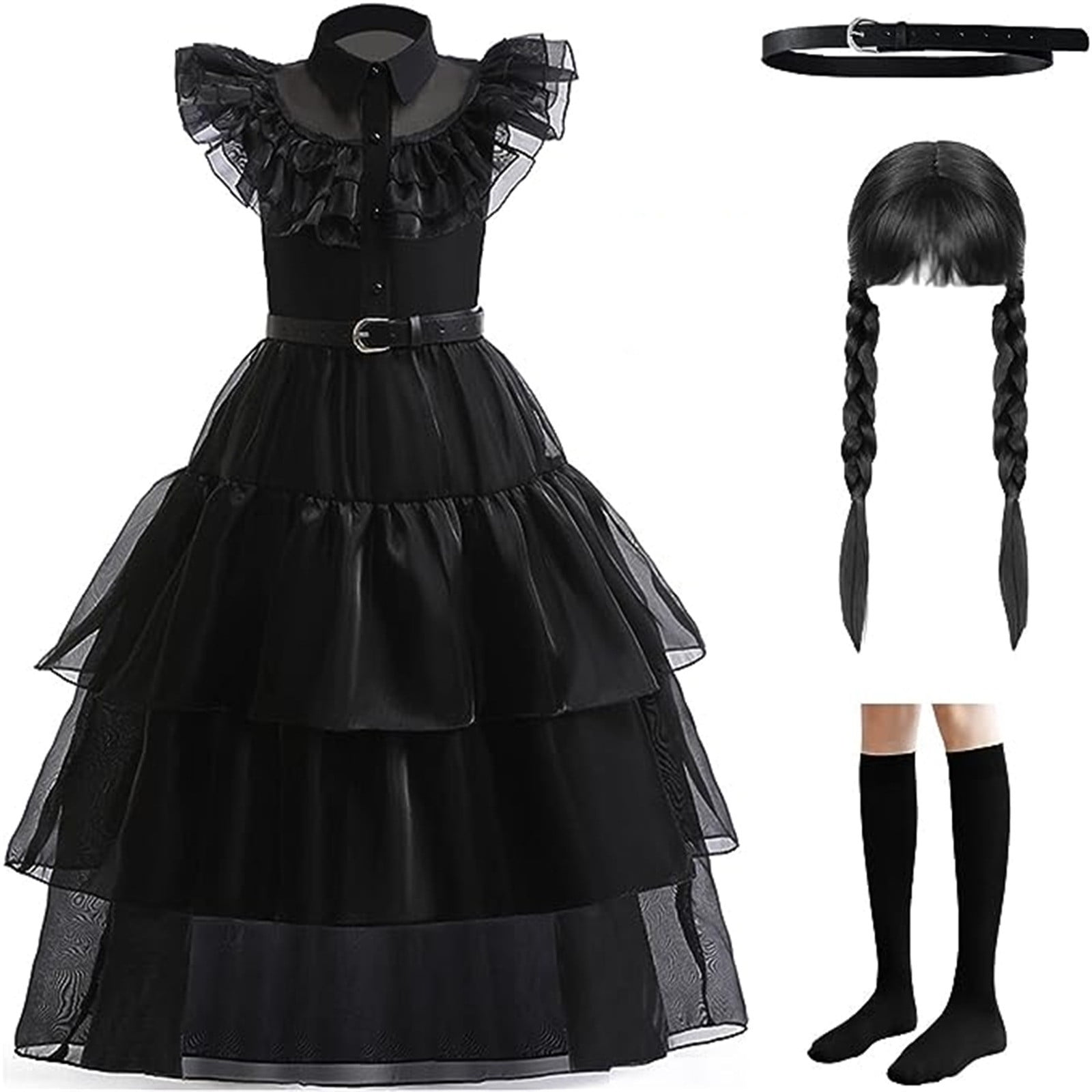 Wcucv Wednesday Addams Family Children Wednesday Dress Halloween Costumes Dress Cosplay Party ...