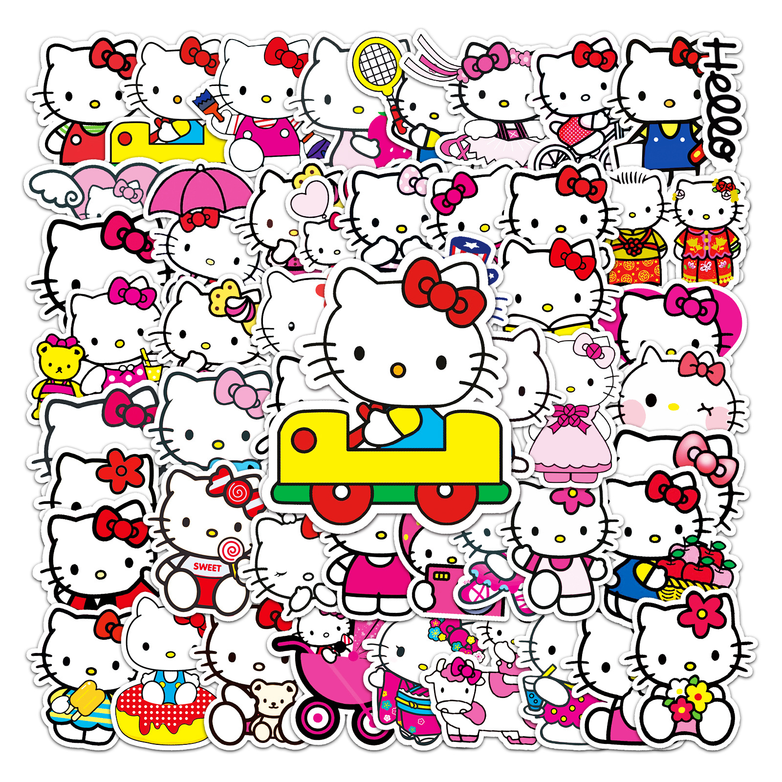 Wdaidj 50PCs Hello Kitty sticker pack cute anime stickers waterproof ...