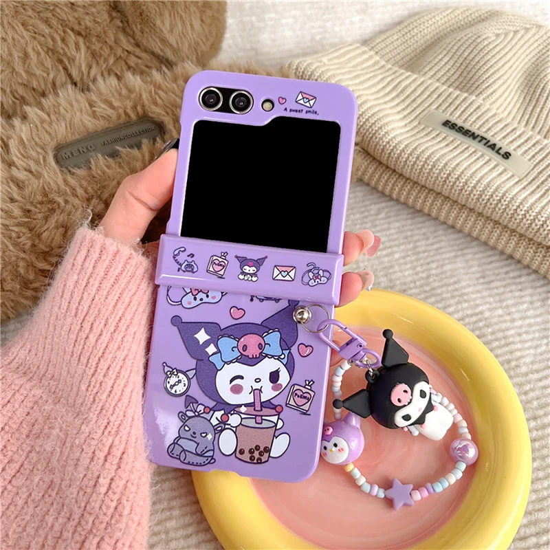 Wdaidj cute cartoon Kuromi with pendant phone case for Samsung Galaxy Z ...