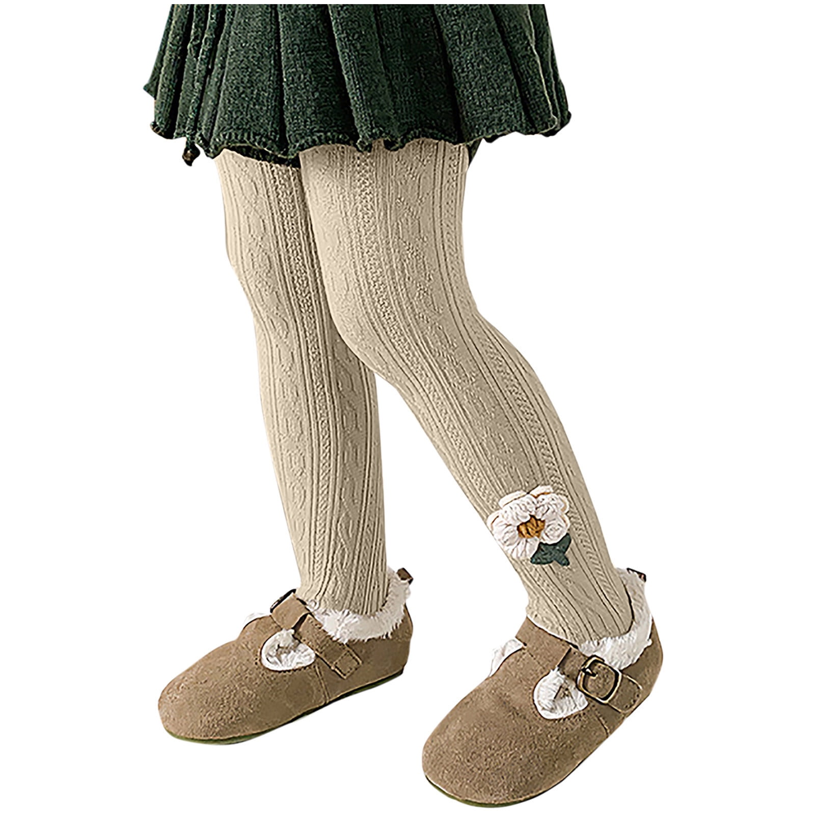 Wdfiry Baby Girl Tights Cable Knit Footless Leggings Stockings Solid ...