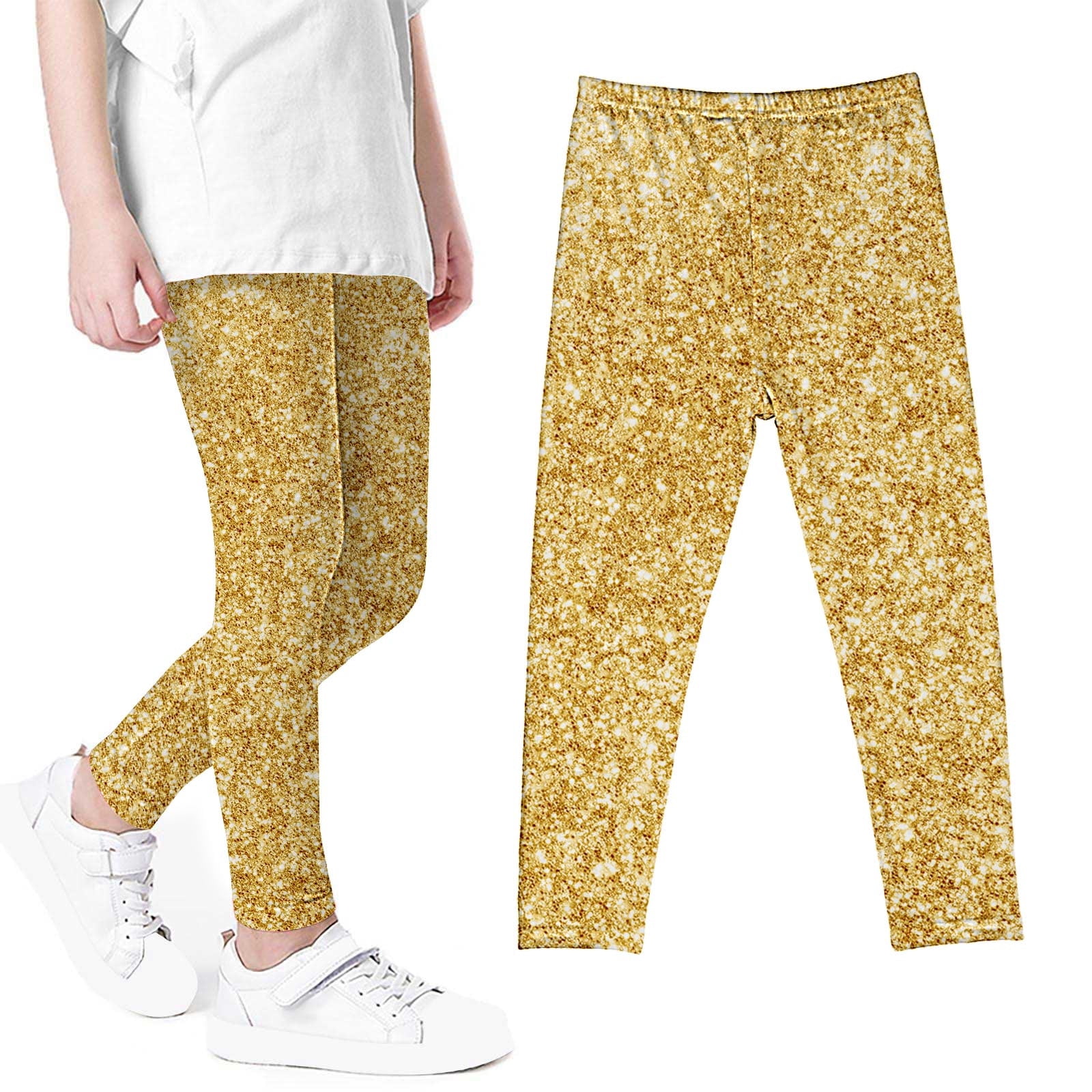 Wdfiry Bottoms Pant for Child Girl Sparkly Leggings Stretch Elastic ...