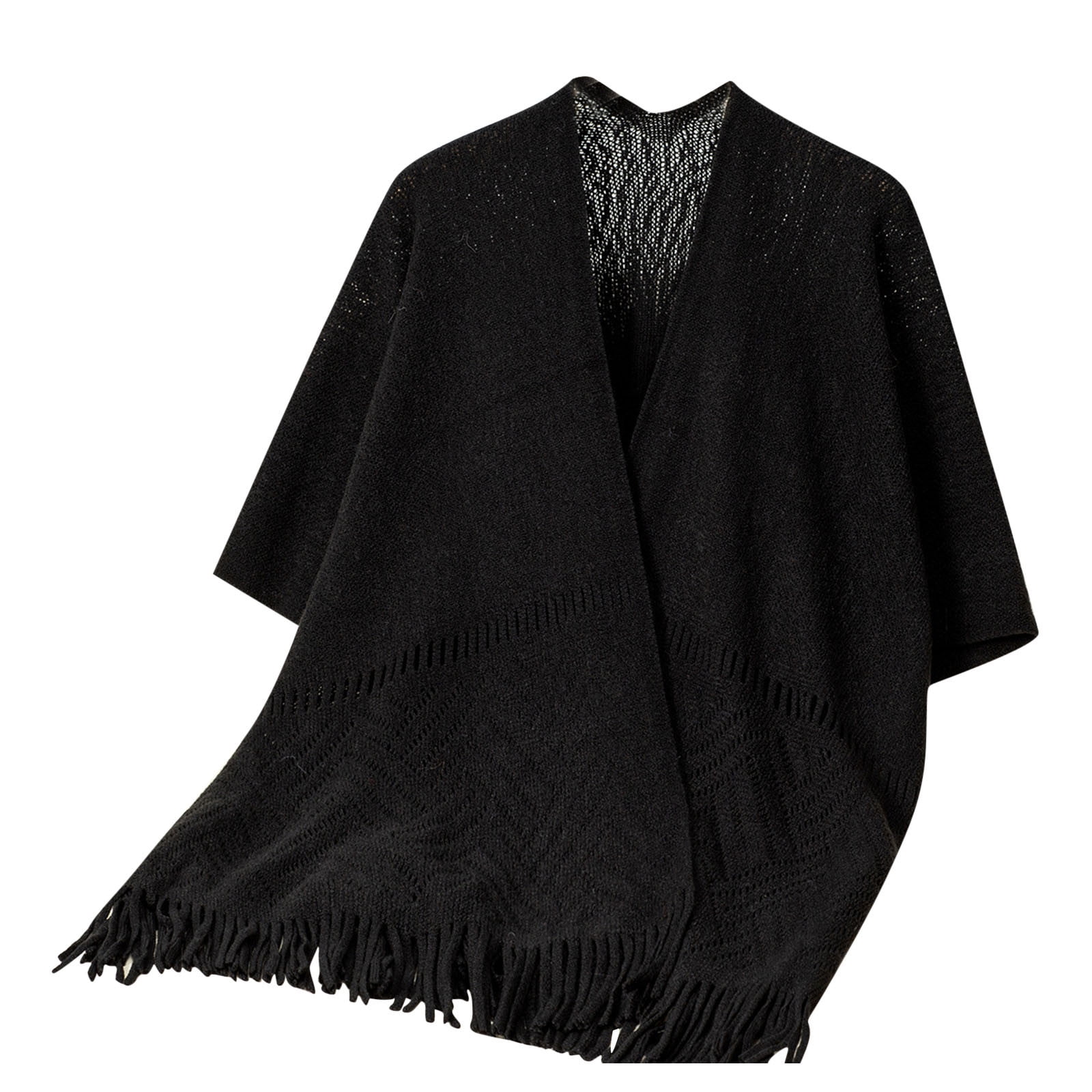 Wdfiry Fall Women's Shawl Wrap Poncho Ruana Cape, Cardigan Sweater Open ...