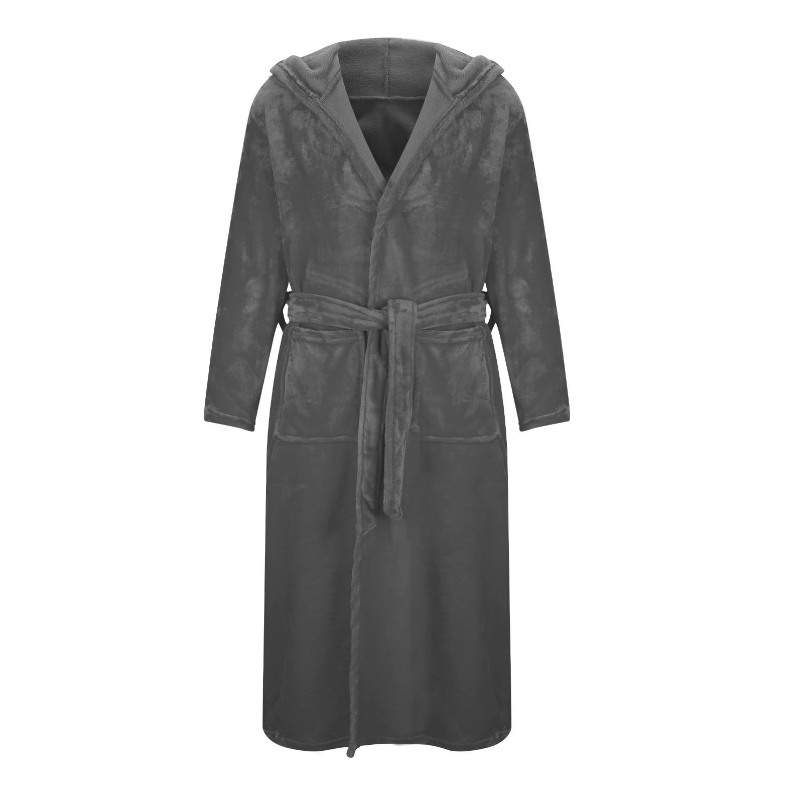 Wdfiry Mens Robe Big and Tall with Hood,Full Length Plush Robe for Men ...