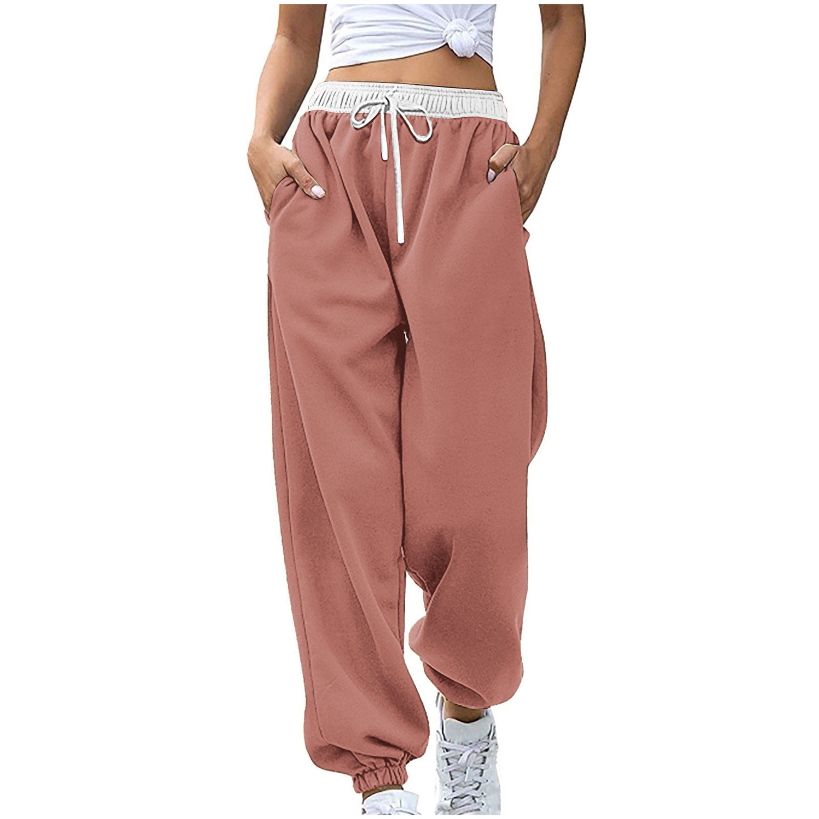 Wdfiry Sweatpants for Women with Pockets Petite Cinch Bottom Drawstring ...