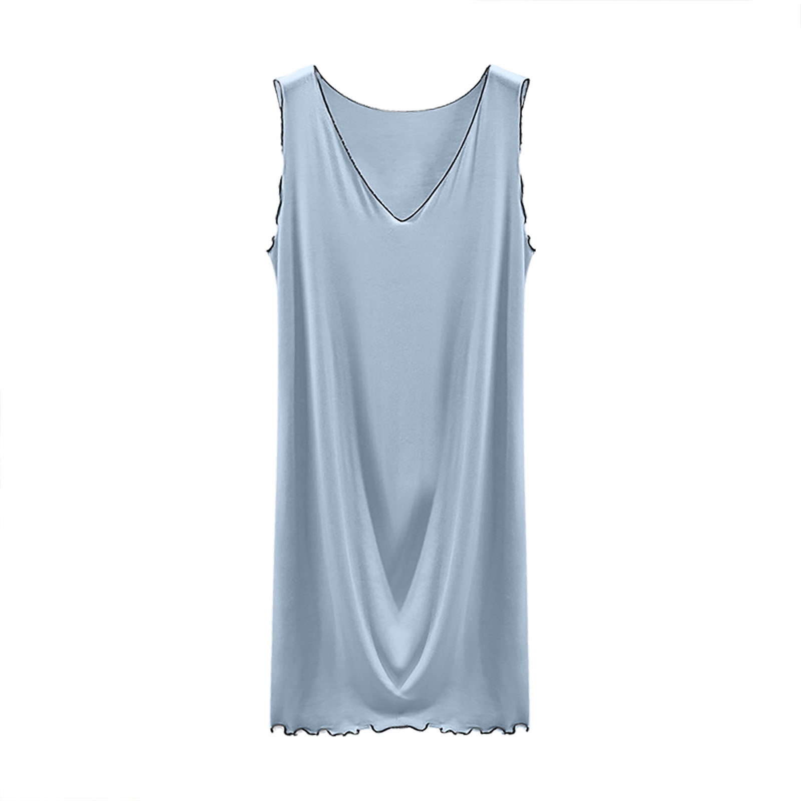 Wdfiry Tank Pajama Dress for Womens V-Neck Sleeveless Nightgown Solid ...
