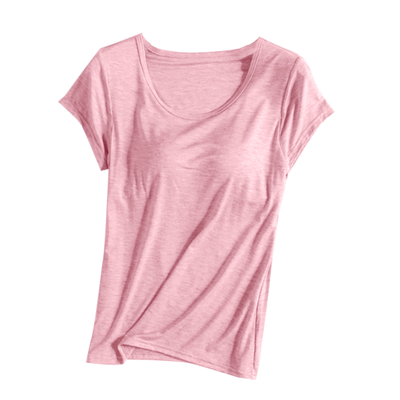 Wdfiry Women's Cotton Top with Shelf Bra Short Sleeve Basic Cami Tank ...