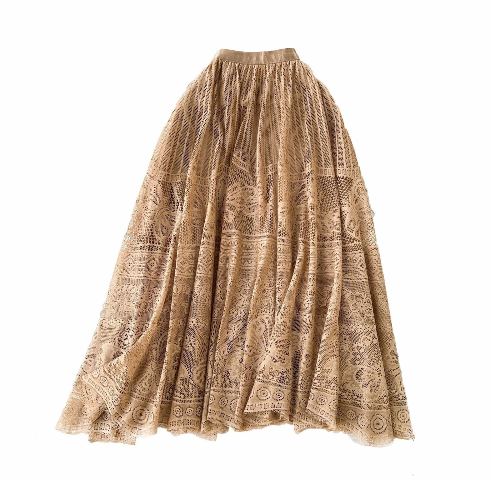 Wdfiry Women's Long Tulle Skirt Spring Summer Elastic Lace Petticoat ...