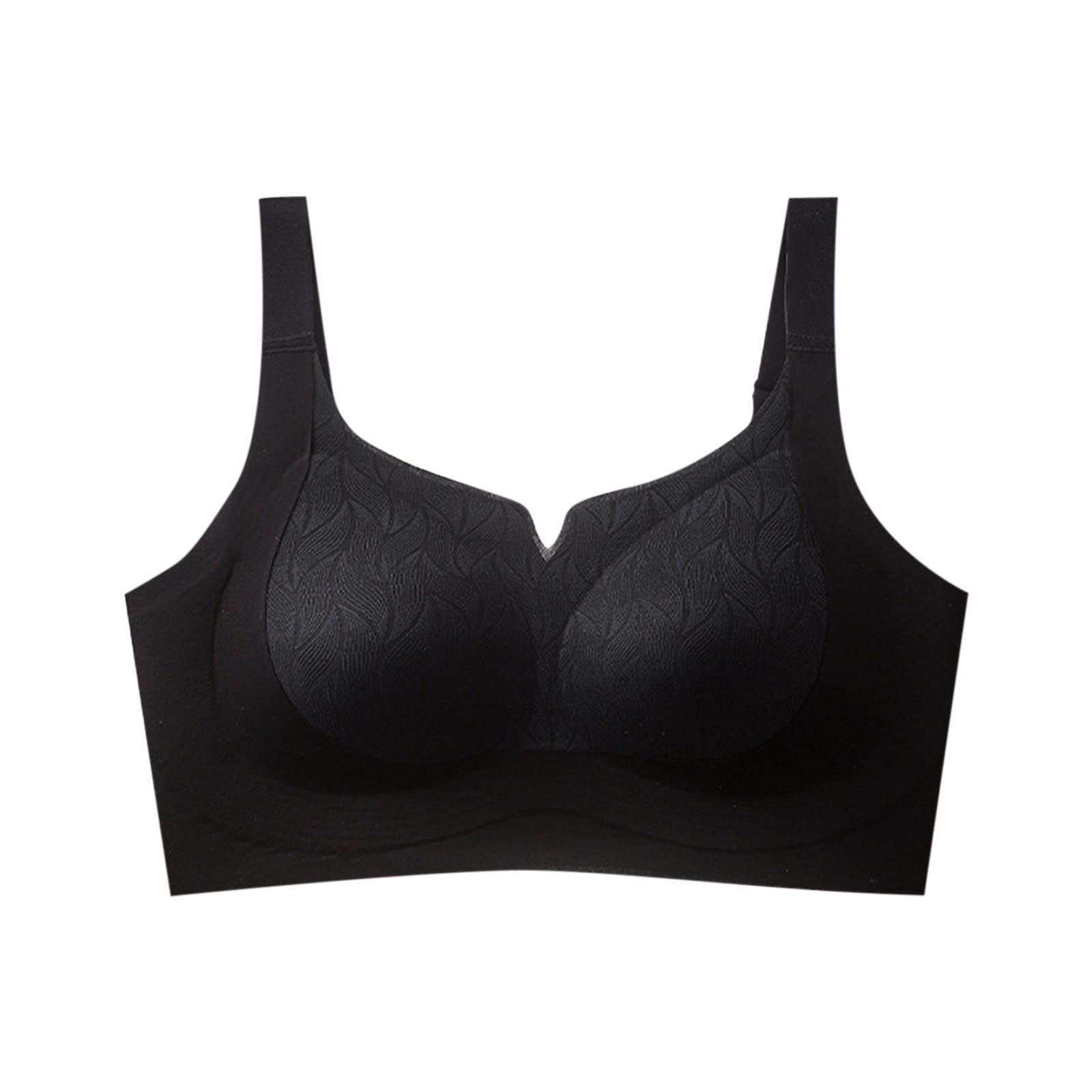 Wdfiry Women's Solid Color Bra Wireless Adjustable Straps Underwear Plus Size Thin Breathable ...