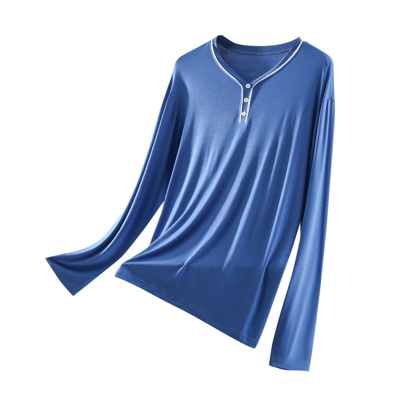 Wdfiry Womens V Neck Shirts Soft Modal Cotton Pajama Sleep Tops Long ...