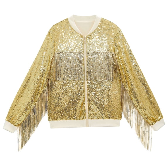 Wdgfv Tessel Sequin Jacket for Women Sparkly Bomber Varsity Trendy ...