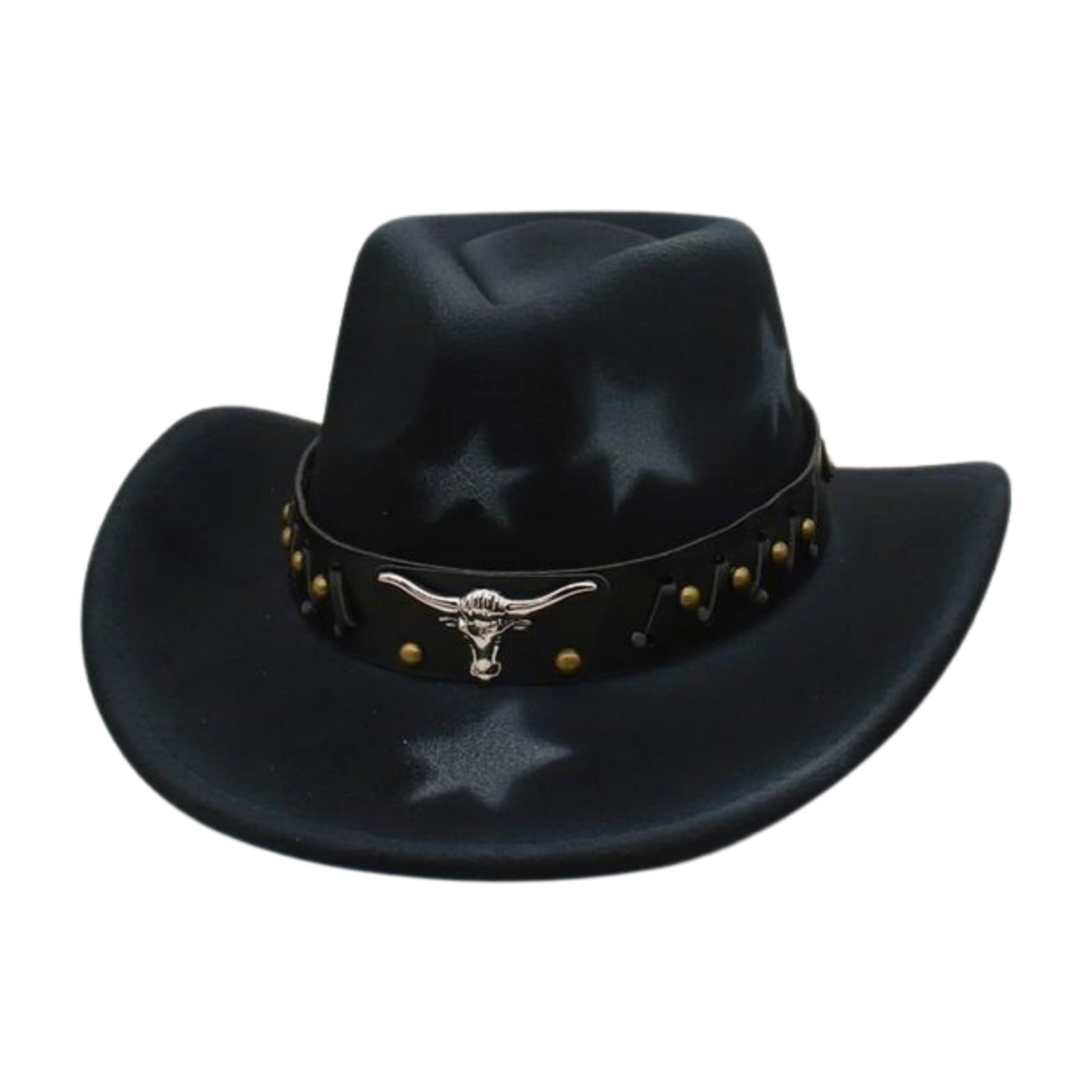 Wdgfv Western Cowboy Hat Featuring Studded Bull Head Design And Star ...