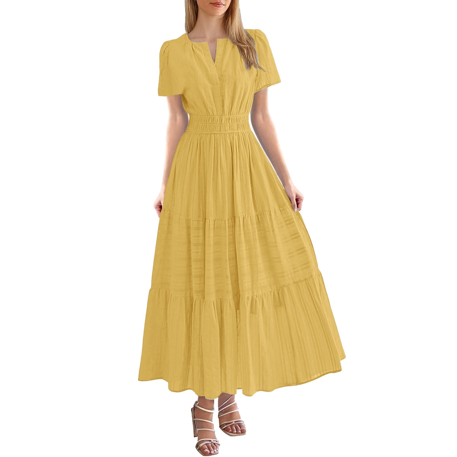 Wdgfv Women's Flowy Midi Maxi Dress for Summer Lightweight V-Neck Short ...