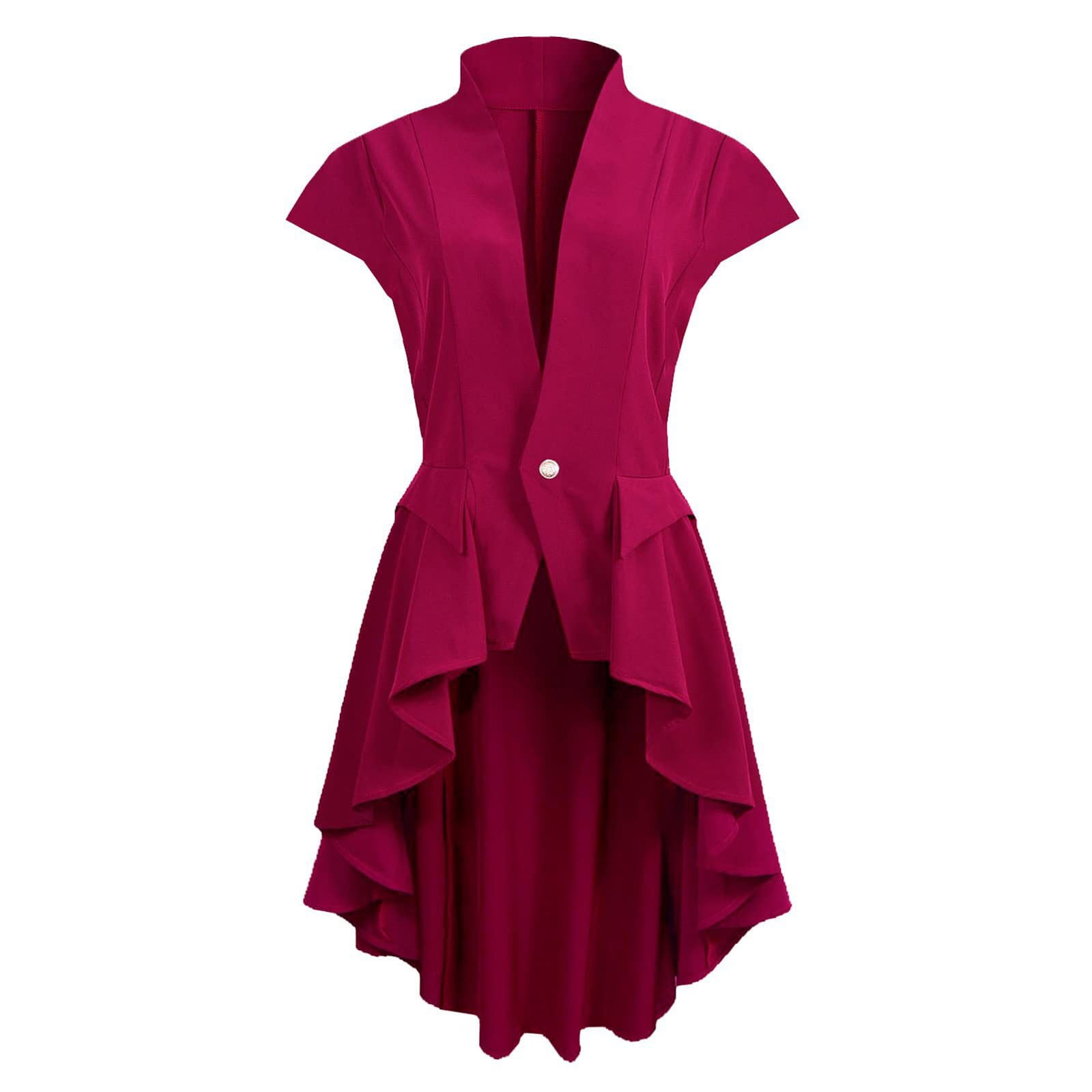 Wdgfv Womens Steampunk Jacket Gothic Victorian Renaissance Tailcoat Red ...