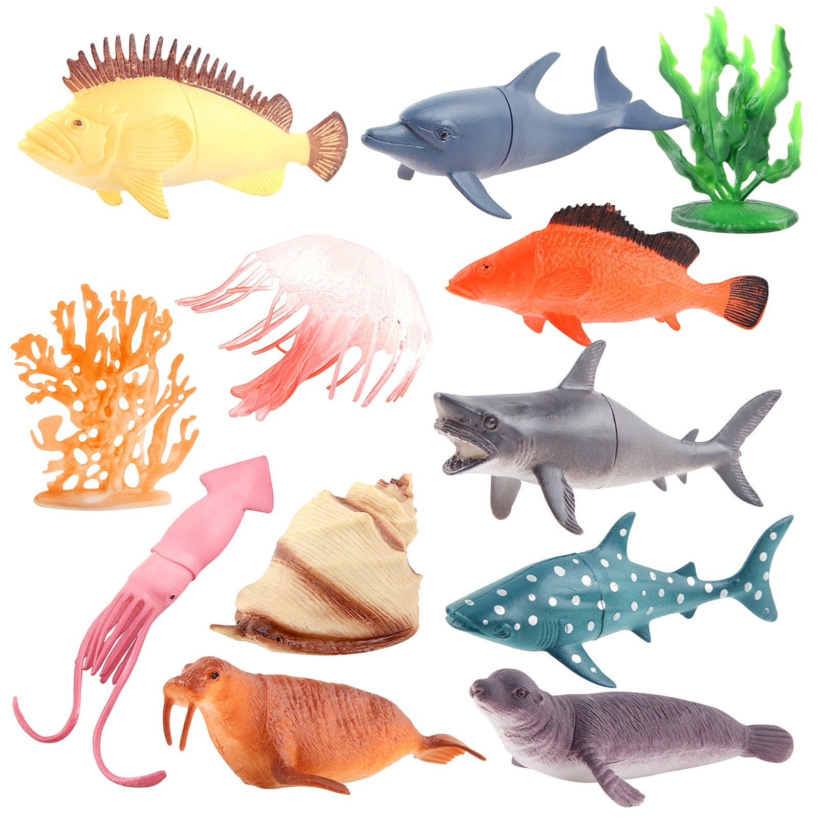 Wdhugt 12 Sets Of Colorful Simulation Sea Animals Toys Including ...