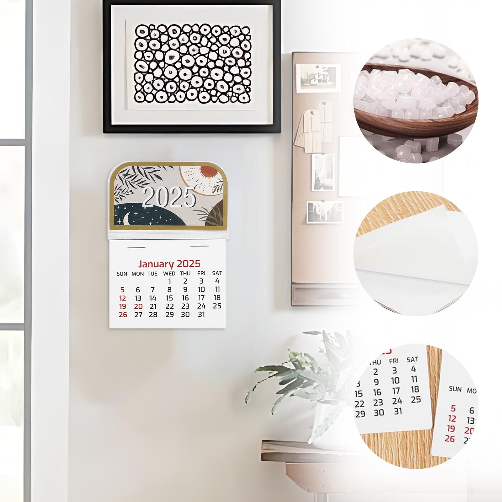 Wdhugt 2025 Mini Stick on Calendar, Adhesive Car Calendar Small Wall ...