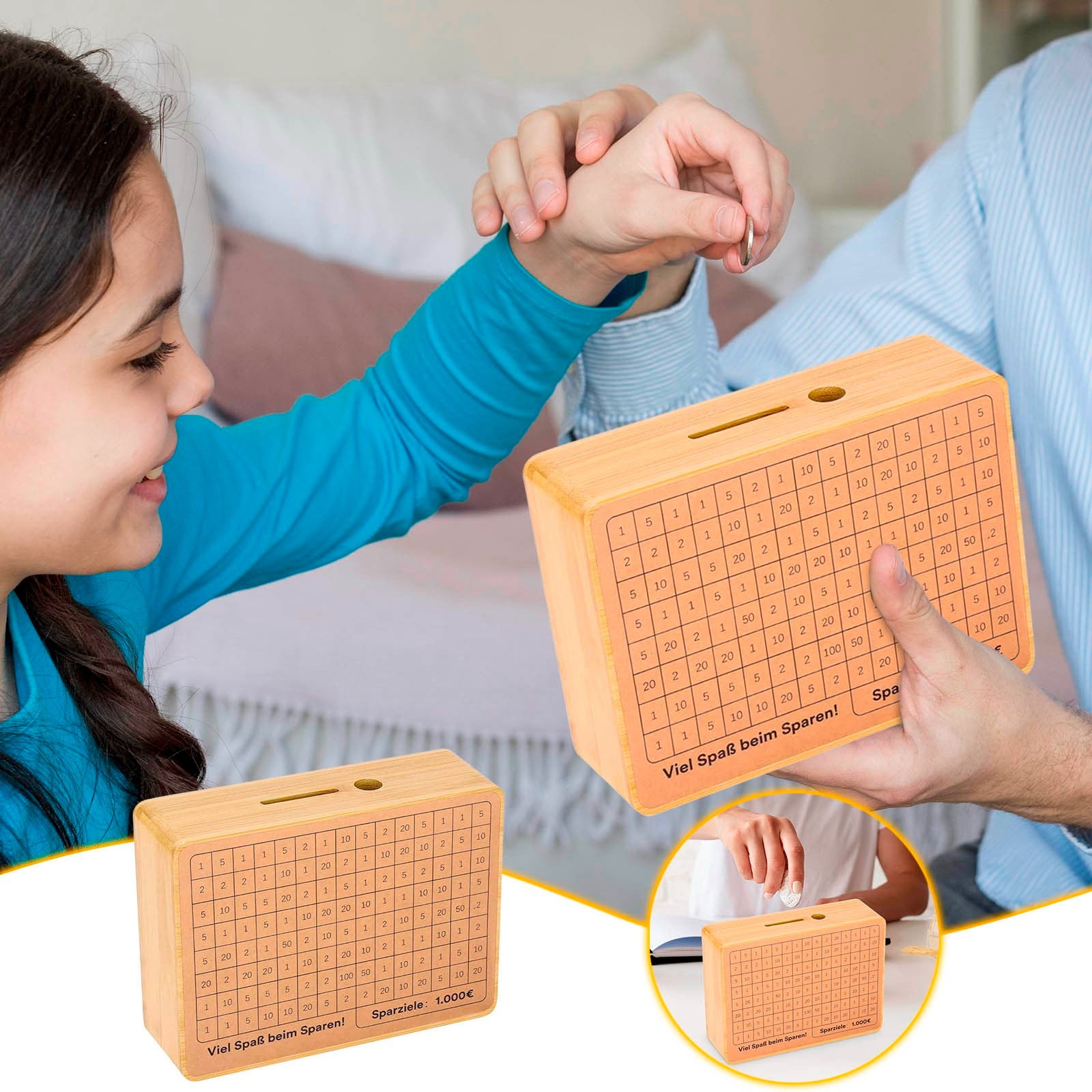 Wdhugt 2025 New Wooden Money Saving Challenge Box, Cash Vault Wooden ...