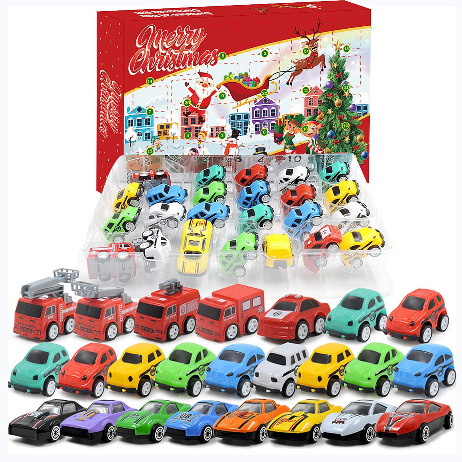 Wdhugt 24 Days Christmas Advent Calendar With Toy Cars For Children ...