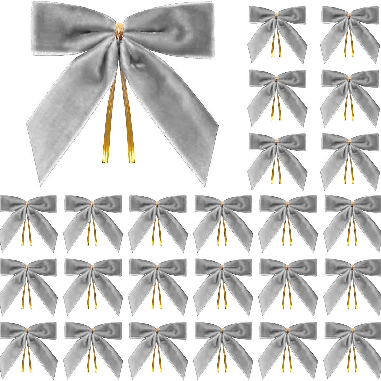 Wdhugt 25 Pieces Grey Velvet Christmas Bows 3.5 Inches Large Size For ...