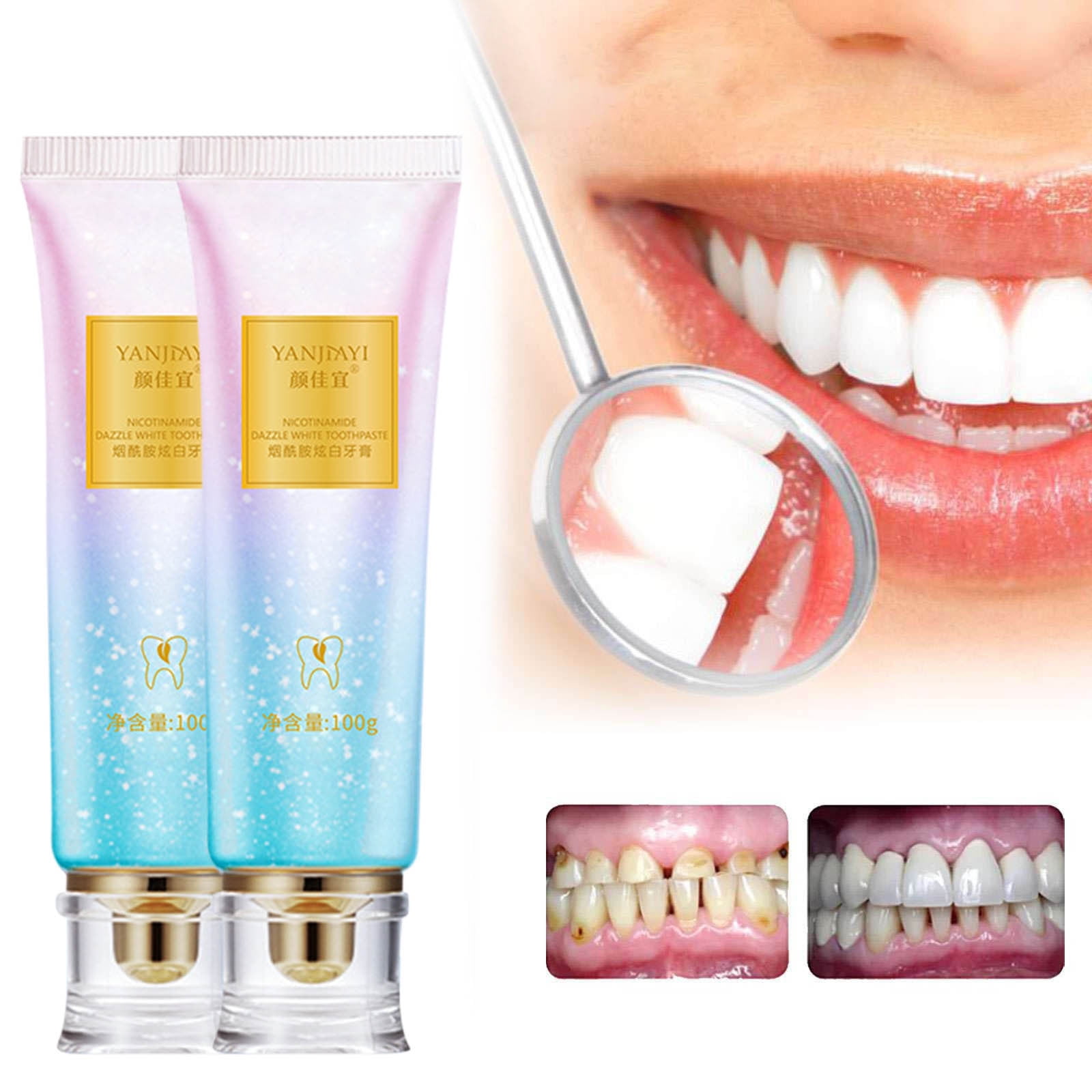 Wdhugt 2pc Whitening Toothpaste Nicotinamide Dazzling Whitening ...