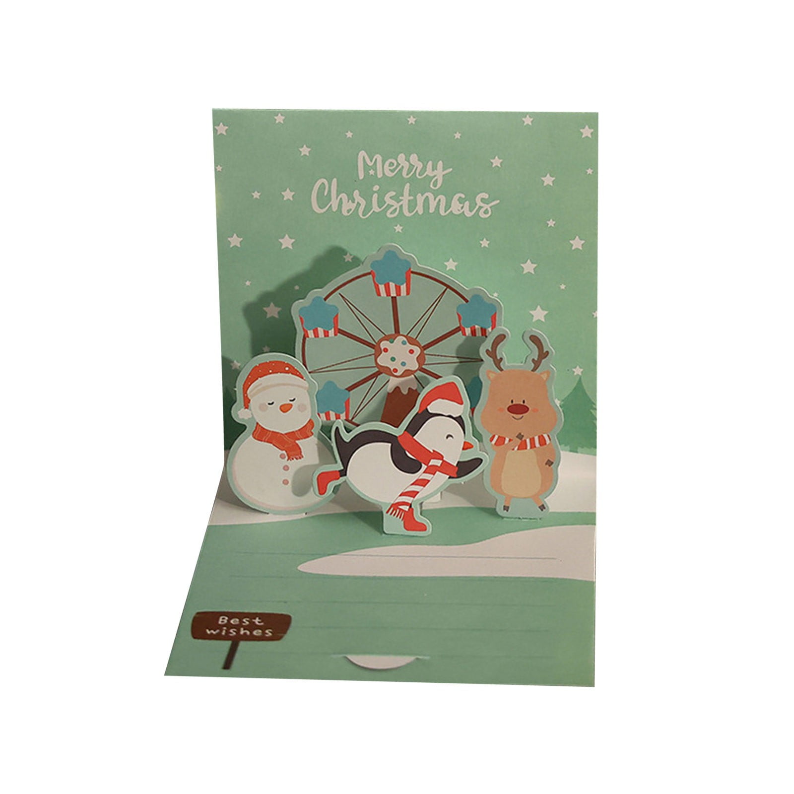 Wdhugt 3D Christmas Greeting Card With Glitter Tree Design F Folded ...